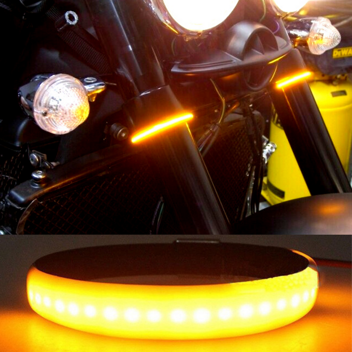 Motorcycle Fork-Mounted LED Turn Signal Amber Light | American Legend Rider